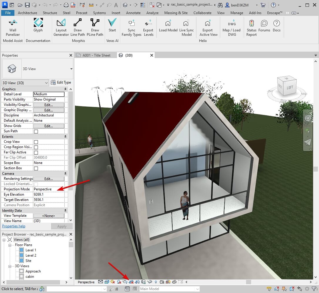 Rendering Exterior Cabin The Rac Basic Sample Revit Model Veras