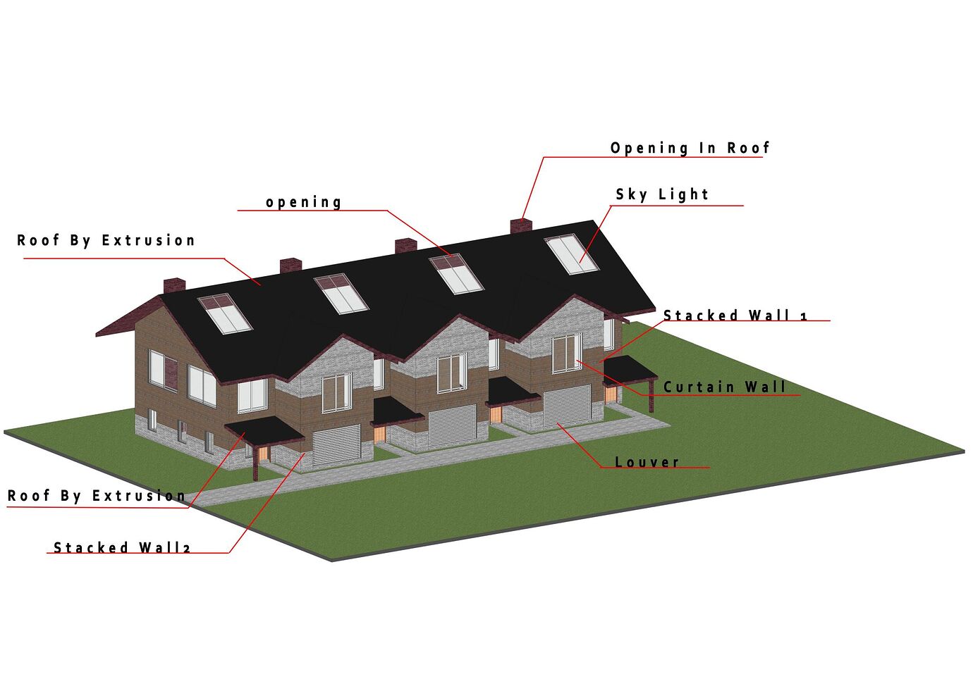 Townhouse Architectural Model: AI Renders with REVIT 2024 & Veras ...