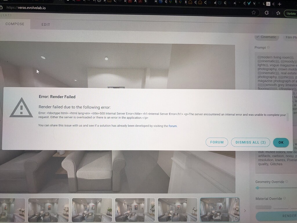 Potential bug? Error: Render Failed - Veras Standalone - EvolveLAB Forum