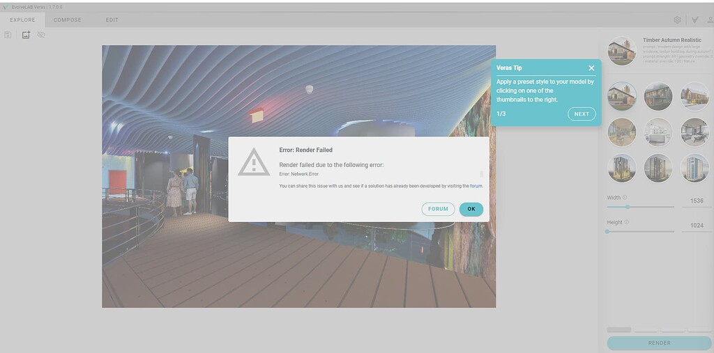 Render failed due to the following error: Error: Network Error - Veras - EvolveLAB Forum